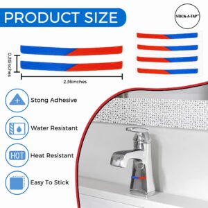 Danojo-Stick-A-Tap,4 pcs, Faucet Stickers, Hot and Cold Water Stickers - Kitchen Faucet Stickers - Vinyl Tap Faucet Transfer Stickers for Bathroom ((H & C - Strip))