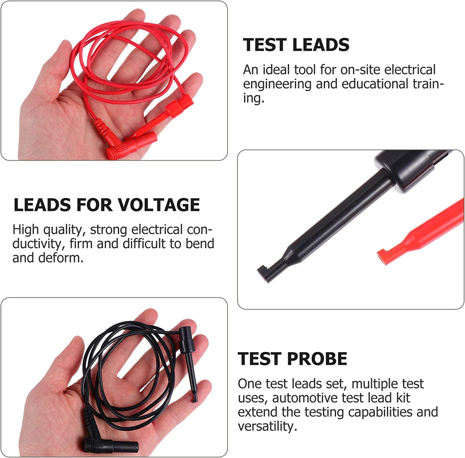 Banana to Test Hook Leads,Multimeter Leads 500V/5A,2PCS 4mm Test Tweezer for Multi Meter Digital Electrical Testing