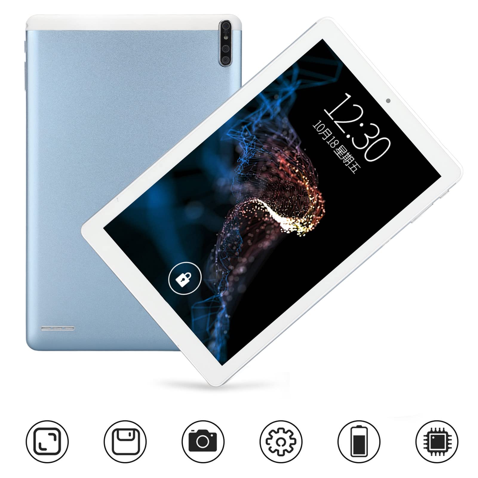 10.1 Inch Tablet, 6GB 128GB 8800mAh Calling Tablet, Front 5MP Rear 13MP, 1960x1080 IPS,8 Cores, Three Card Slots, Support 2.4G 5G Dual Band WiFi(Blue)