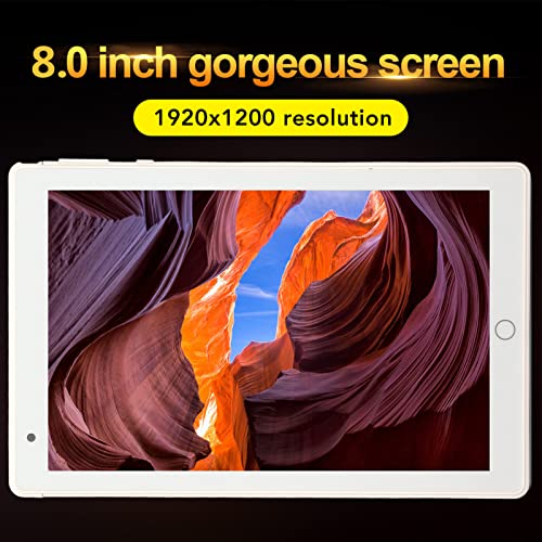 8in Tablet, HD Portable Tablet, Silver Expandable 128GB Support Calls 4GB 64GB RAM Front 200w Rear 800w 1920x1200 Tablet for