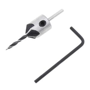 clahjqx 2pcs 3mm hss carpentry countersink drill high speed steel drill bit + wrench