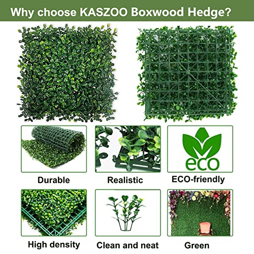 KASZOO Grass Wall 12 Pack 10"x10" Artificial Boxwood Hedge Wall Panels, Privacy Hedge Screen Faux Boxwood for Outdoor,Indoor,Garden,Fence,Backyard,Greenery Walls