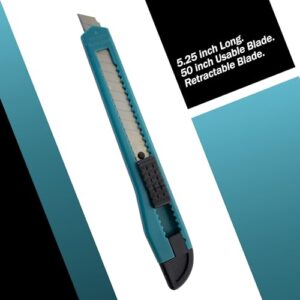 MotoProducts 15 Turquoise Blue Small Retractable Utility Knife Wholesale 5 inch Manual Lock Box Cutter Snap Off Blade