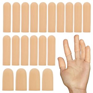 20 pcs gel finger cots, silicone finger protectors, thumb protector covers, finger caps for dry skin crack slips hand eczema finger arthritis, fingertip bandage for knitting cuts.