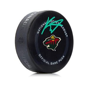 kirill kaprizov signed minnesota wild official game puck - autographed nhl pucks