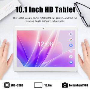 Naroote HD Tablet, 10.1 Inch Tablet with Dual Camera, 3 Card Slot Design, 2GB RAM, 32GB ROM (US Plug)