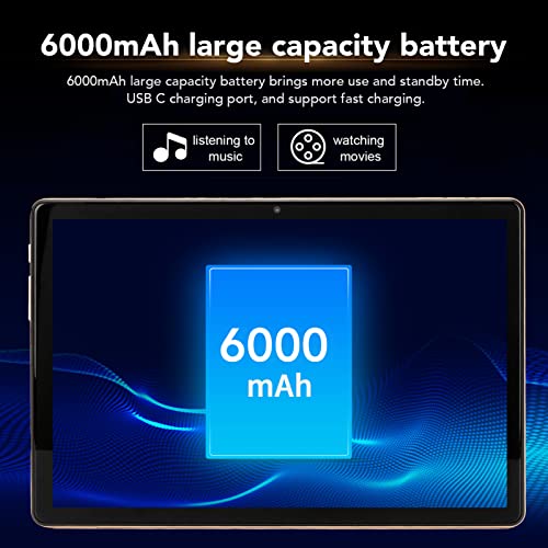 Reading Tablet, US Plug 100‑240V Octa Core CPU 5G WiFi Dual Card Slots 4G LTE Tablet 6GB RAM 128GB ROM for Work (US Plug)