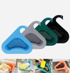 swan drain basket kitchen sink 2023 heavy duty 4 pcs kitchen sink strainer, triangle sink filter, side corner sink strainer basket, multifunction food catcher filter, kitchen sink accessories