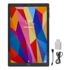 Qinlorgo Green Tablet, 10.1 Inch Tablet Dual SIM Dual Standby 1920x1200 IPS 100‑240V Dual Camera 6GB RAM 128GB ROM for Reading (US Plug)