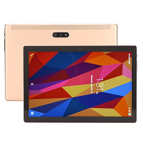 Tablet Office, 100-240V Dual SIM Dual Standby Octa Core Processor 8800mAh Gold Tablet for Business (US Plug)