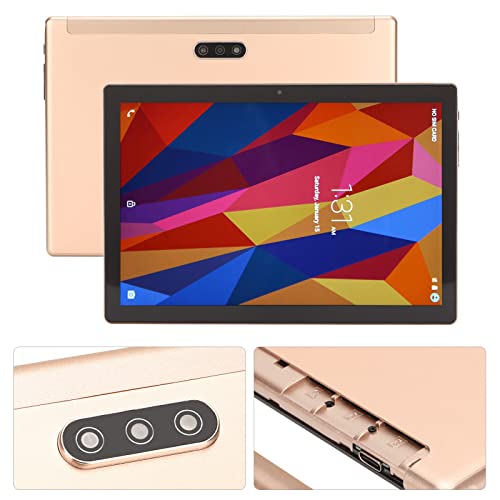 Tablet Office, 100-240V Dual SIM Dual Standby Octa Core Processor 8800mAh Gold Tablet for Business (US Plug)