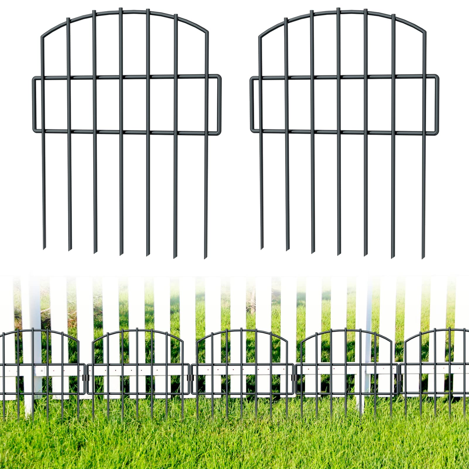 19 Pack Animal Barrier Fence, 20.6 Ft(L) X 17 in(H) No Dig Garden Decorative Fence Rustproof Garden Fence Border for Dog Rabbits Ground Stakes Defense and Outdoor Patio, T Shape