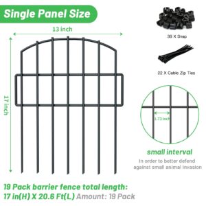 19 Pack Animal Barrier Fence, 20.6 Ft(L) X 17 in(H) No Dig Garden Decorative Fence Rustproof Garden Fence Border for Dog Rabbits Ground Stakes Defense and Outdoor Patio, T Shape