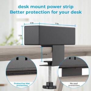 Desk Clamp Power Strip with 8 Outlets, Desk Power with 3 USB-A and 1 USB-C(18W) Ports, Desktop Power Strip Fast Charging Station, 6.6 FT Flat Plug, Desk Mount Power Strip for 1.6" Tables.