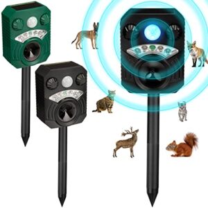 ultrasonic animal repellent solar animal repeller ultrasonic dog repeller deer deterrent deer repellent device repels cat deer raccoon dog rabbit skunk squirrel for outdoor yard, black, green (2 pcs)