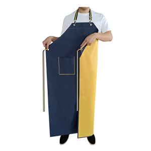 rubber aprons waterproof with pockets for dishwashing, dishwasher apron waterproof for restaurant, 47 inch adjustable neck strap butcher apron for men water proof, heavy duty rubber apron for chemical