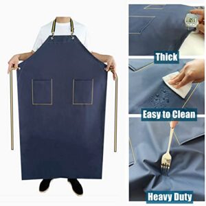 Rubber Aprons Waterproof with Pockets for Dishwashing, Dishwasher Apron Waterproof for Restaurant, 47 Inch Adjustable Neck Strap Butcher Apron for Men Water Proof, Heavy Duty Rubber Apron for Chemical