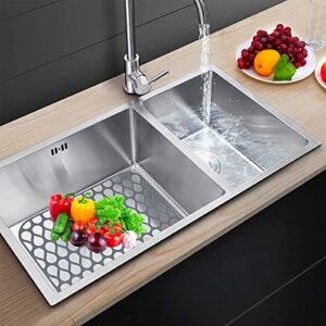 Kitchen Sink Mat, Sink Protectors for Kitchen Sink, Silicone Sink Mats for Stainless Steel Sink, Silicone Drying Mat Dish Dryer Mats, Can be Cut for Center Drain or Rear Drain (13.58"x11.6")