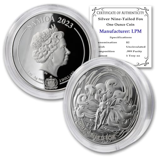 2023 1 oz Samoan Silver Nine-Tailed Fox | Asian Mythical Creatures Coin Brilliant Uncirculated (in Capsule) with Certificate of Authenticity $2 BU