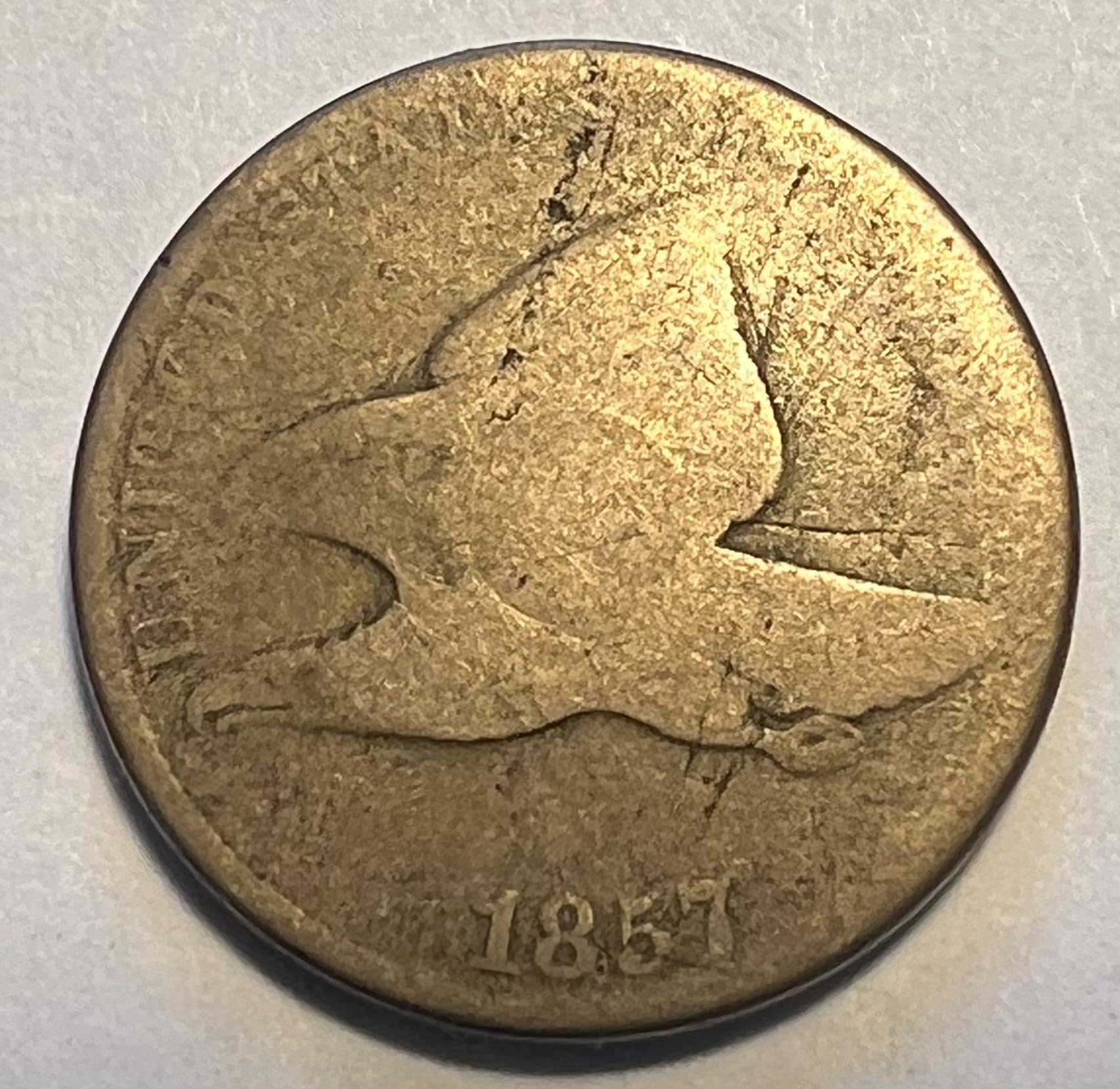 1857 P Flying Eagle Cent Penny Seller AG