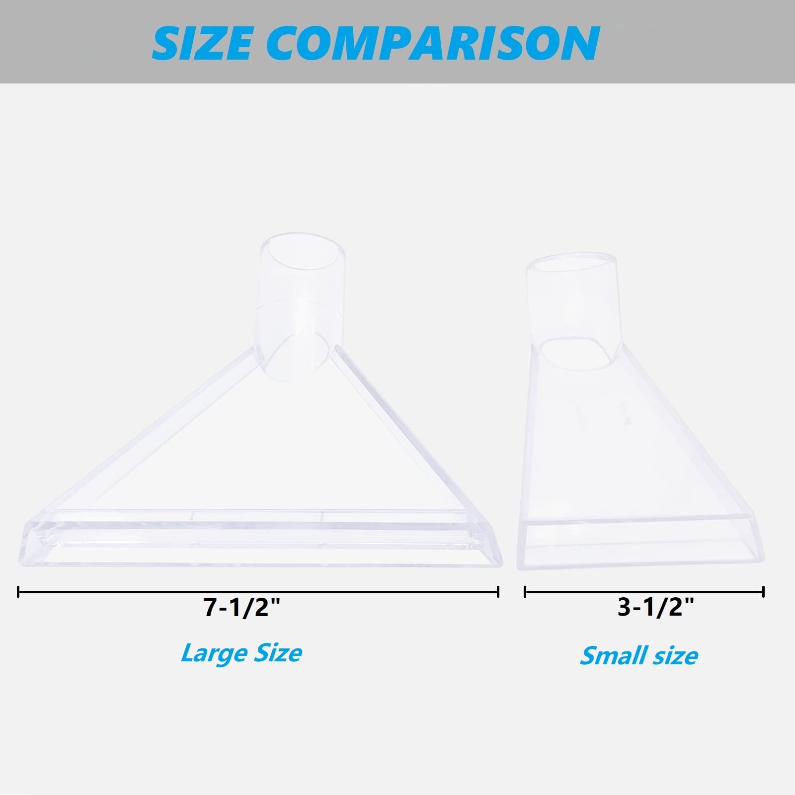 Happy Tree Universal Fits All Shop Vacs with 2-1/2"& 1-7/8" & 1-1/4" Adapters Large 7-1/2"& Small 3-1/2" Clear Head for Upholstery/Carpet Cleaning, Shop Vac Extractor Attachment