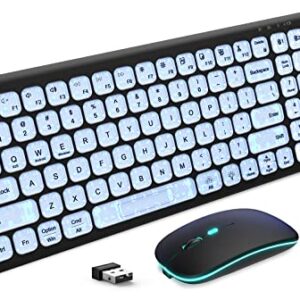 GEODMAER Wireless Keyboard and Mouse with 8 Colors Backlits