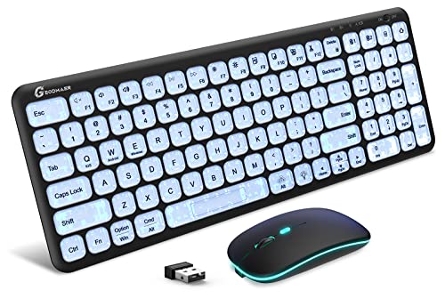 GEODMAER Wireless Keyboard and Mouse with 8 Colors Backlits