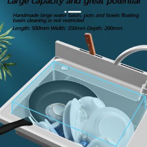 Free Standing Portable Utility Sink Commercial Restaurant Sink Stainless Steel Free-standing Kitchen Sink for Laundry Garage Camping 90x50x80cm/35.4x19.7x31.5in Left