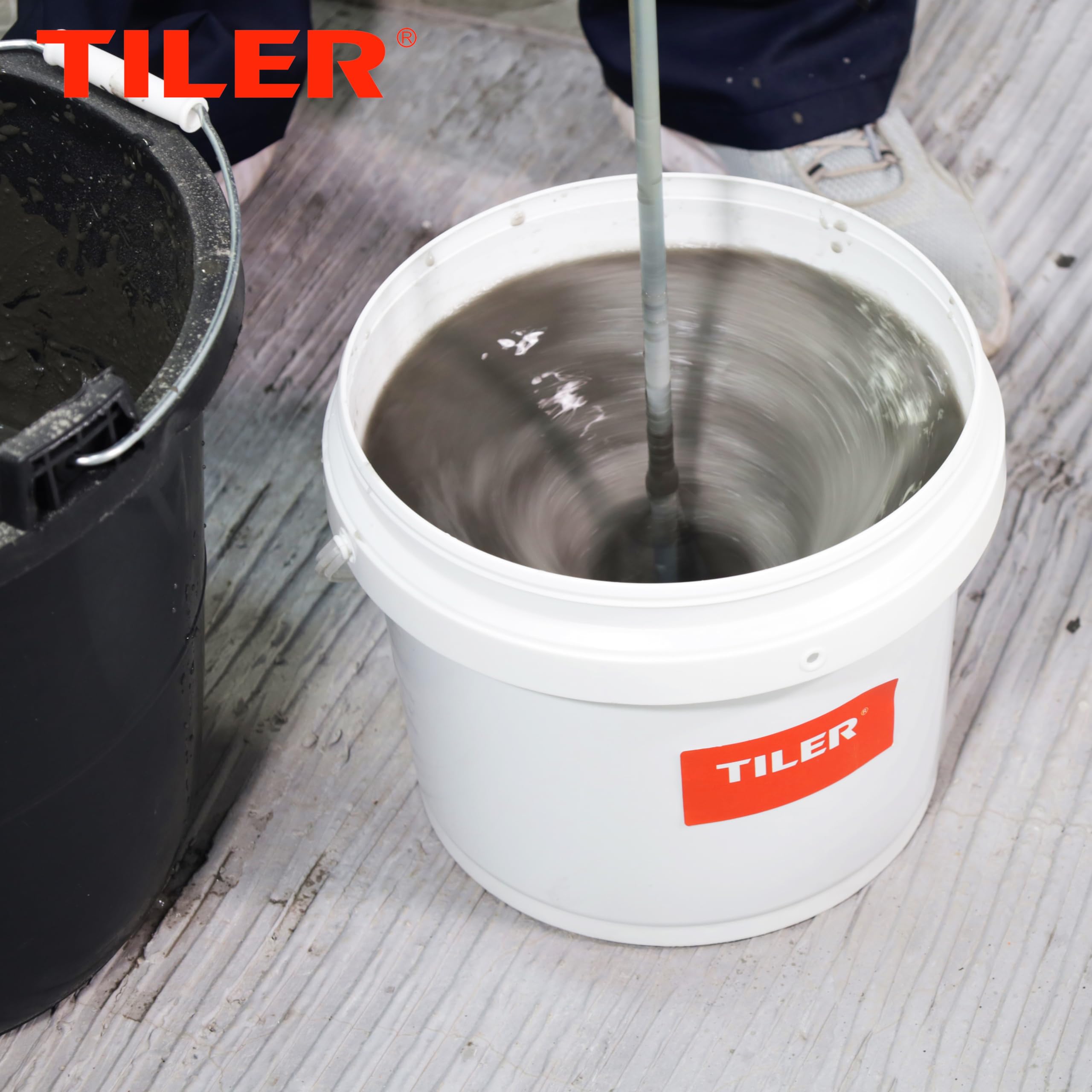 TILER Paint and Mud Mixer for Drill in 1 to 5 Gallon Bucket -Paint Stirrer Drill Attachment Fits all standard drills- Zinc plated steel - Hex head for non slip -Easy Cleaning Drill Paddle 8201