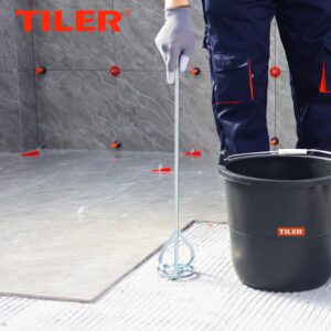 TILER Paint and Mud Mixer for Drill in 1 to 5 Gallon Bucket -Paint Stirrer Drill Attachment Fits all standard drills- Zinc plated steel - Hex head for non slip -Easy Cleaning Drill Paddle 8201