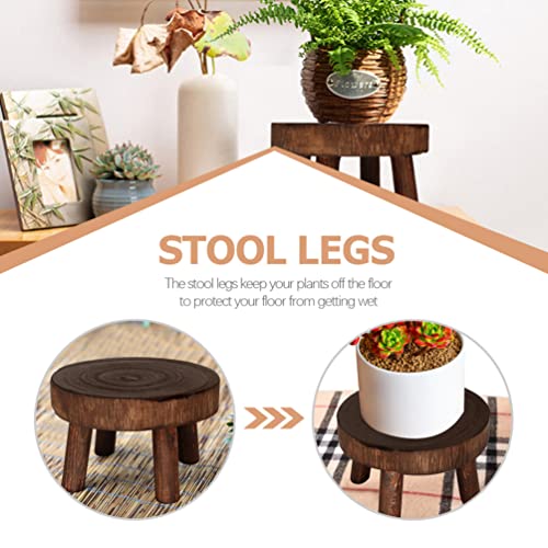 HANABASS Risers Farmhouse Tiny House Wood Plant Riser Stand Round Stool Bonsai Holder Potted Plant Display Shelf Pot 20x14