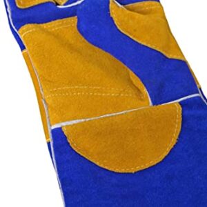 16 Inches Suede Leather welding gloves Fir/Heat Resistant Gloves for Tig welder, bbq Grill, woodstove, Mig Welding Etc. Heavy Duty Gloves in Blue by RUSH