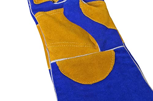 16 Inches Suede Leather welding gloves Fir/Heat Resistant Gloves for Tig welder, bbq Grill, woodstove, Mig Welding Etc. Heavy Duty Gloves in Blue by RUSH