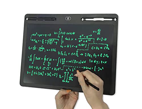 Large LCD Writing Tablet 16 Inch Screen 4 Adult & Kid, Standalone Electronic Graphic Drawing & Doodle Pad No Computer Needed, Erasable Message Board w 2 Styluses, (Black Case, Green Writing Color)