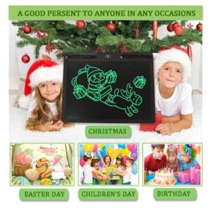 Large LCD Writing Tablet 16 Inch Screen 4 Adult & Kid, Standalone Electronic Graphic Drawing & Doodle Pad No Computer Needed, Erasable Message Board w 2 Styluses, (Black Case, Green Writing Color)