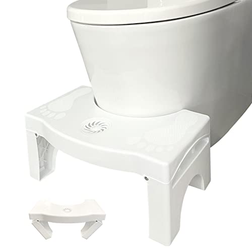 Foldable Toilet Potty Stool for Adults, Toilet Stool Poop Stool, 7" Squatting Stool, Portable Bathroom Stool with Freshener Space, Non-Slip Toilet Step Stool, Healthy Gifts for Kids and Seniors