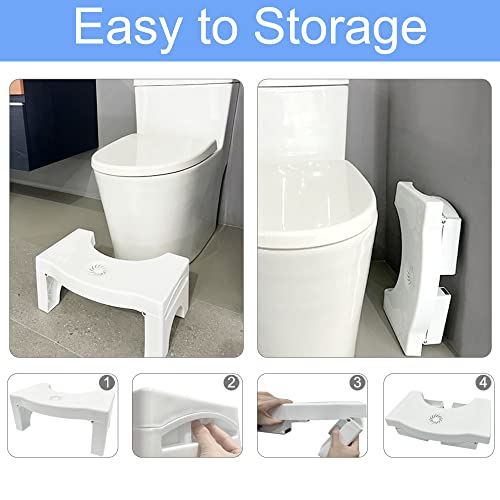 Foldable Toilet Potty Stool for Adults, Toilet Stool Poop Stool, 7" Squatting Stool, Portable Bathroom Stool with Freshener Space, Non-Slip Toilet Step Stool, Healthy Gifts for Kids and Seniors