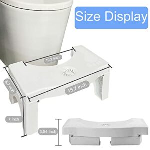 Foldable Toilet Potty Stool for Adults, Toilet Stool Poop Stool, 7" Squatting Stool, Portable Bathroom Stool with Freshener Space, Non-Slip Toilet Step Stool, Healthy Gifts for Kids and Seniors