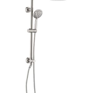 BRIGHT SHOWERS Rain System Including 9 Inch Rainfall shower head and Handheld with Height Adjustable Holder, Solid Brass Rail and 60 Inch Long Stainless Steel Shower Hose