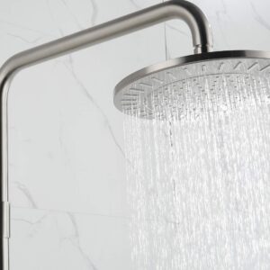 BRIGHT SHOWERS Rain System Including 9 Inch Rainfall shower head and Handheld with Height Adjustable Holder, Solid Brass Rail and 60 Inch Long Stainless Steel Shower Hose