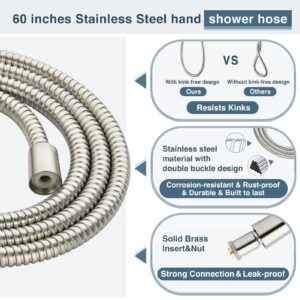 BRIGHT SHOWERS Rain System Including 9 Inch Rainfall shower head and Handheld with Height Adjustable Holder, Solid Brass Rail and 60 Inch Long Stainless Steel Shower Hose