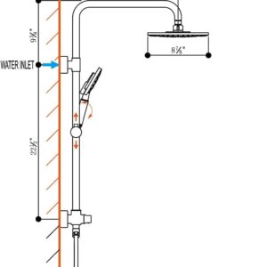 BRIGHT SHOWERS Rain System Including 9 Inch Rainfall shower head and Handheld with Height Adjustable Holder, Solid Brass Rail and 60 Inch Long Stainless Steel Shower Hose