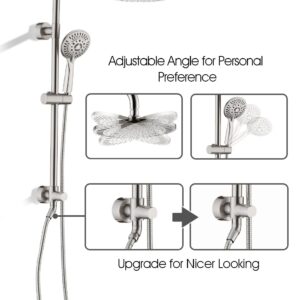 BRIGHT SHOWERS Rain System Including 9 Inch Rainfall shower head and Handheld with Height Adjustable Holder, Solid Brass Rail and 60 Inch Long Stainless Steel Shower Hose