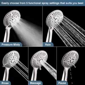 BRIGHT SHOWERS Rain System Including 9 Inch Rainfall shower head and Handheld with Height Adjustable Holder, Solid Brass Rail and 60 Inch Long Stainless Steel Shower Hose