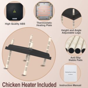 Tnarru (12'' x 12'') Chick Brooder Heating Plate, Brooder Heater for Chicks, Heat Plate with Adjustable Height and Angle for Chicken and Ducklings, Warms Up to 20 Chicks - 22 Watts