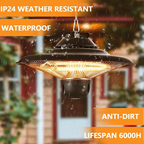 WLYMQFC Patio Heaters for Outdoor Use,Patio Hanging Heater,Infrared Waterproof Heater,Electric Patio Heater for Indoor or Outdoor Use Ceiling Mounted Heater with 2 Ajustable Power (600W/15000W)