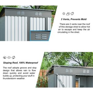 Morhome 5x3 FT Outdoor Storage Shed,Tool Garden Metal Sheds with Lockable Door,Outside Waterproof Galvanized Steel Storage House for Backyard Garden, Patio, Lawn