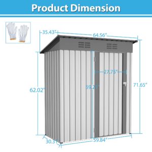 Morhome 5x3 FT Outdoor Storage Shed,Tool Garden Metal Sheds with Lockable Door,Outside Waterproof Galvanized Steel Storage House for Backyard Garden, Patio, Lawn