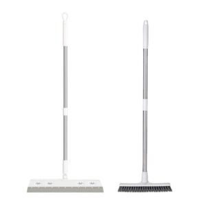 floor scrub brush, bathroom kitchen crevice squeegee, multifunction magic broom, adjustable detachable indoor broom sweeper, washable scraping brooms for tile windows pet hair remover (2 pack)