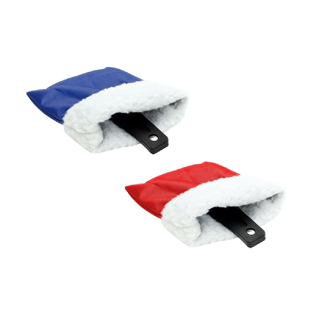 SEIWEI 2 Pack Car Windscreen Ice Scraper Removal No Scratch Handheld Snow Frost Scrapers Van Truck Windshield Cleaning Tool with Mitt Glove (Blue and Red)